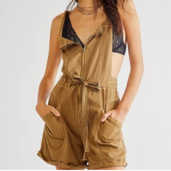 Free People | Pants & Jumpsuits | Free People Brown Palm Valley Romper ...